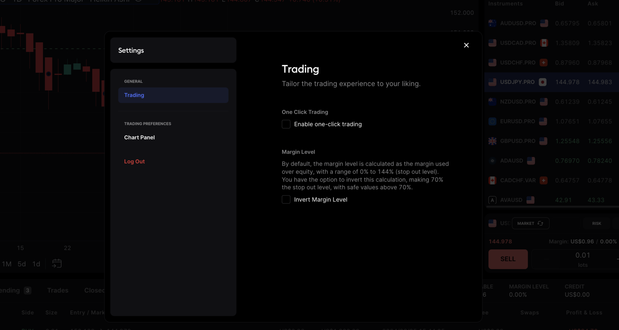 How to enable one-click trading - TradeLocker