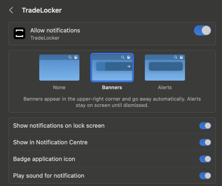 Enable notifications on TradeLocker - TradeLocker