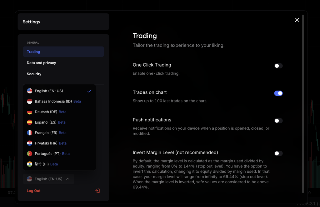 How to change the language on TradeLocker - TradeLocker